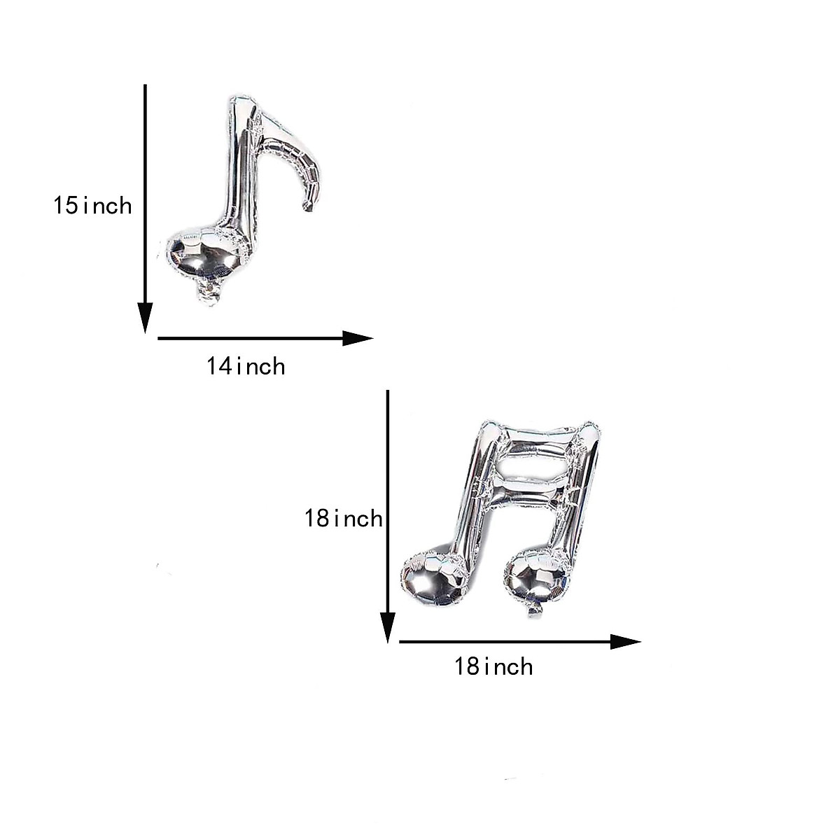 10 PCS Musical Note Aluminum Foil Balloons Guitar Silver Happy Birthday Music Balloons Banner Music Party Decorations for Music Themed Party, Birthday, Home Outdoor Party, Celebrations