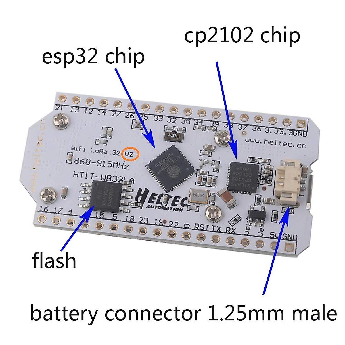 SX1276 LoRa Transceiver Module 868MHz 915MHz IOT 0.96inch OLED Display ESP32 Wifi Bluetooth Development Board + Antenna + JST Battery Connector for Arduino Nodemcu Geekstory