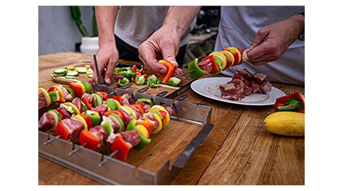 BBQ Dragon Kabob Skewers & Rack: Stainless Steel Grilling Set