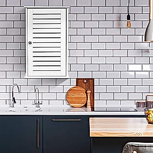 GLACER Medicine Cabinet, Wall Mounted Bathroom Storage Cabinet with Single Louvered Door and Adjustable Shelves, Perfect for Bathroom, Kitchen, Living Room, 14 x 6 x 22 inches (White)