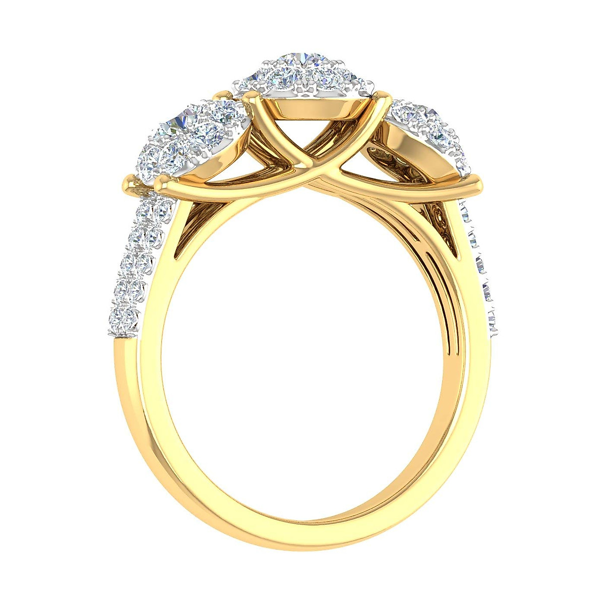 1 Carat 3-Stone Prong Set Diamond Engagement Ring in 14K Yellow Gold - IGI Certified (Ring Size 9)