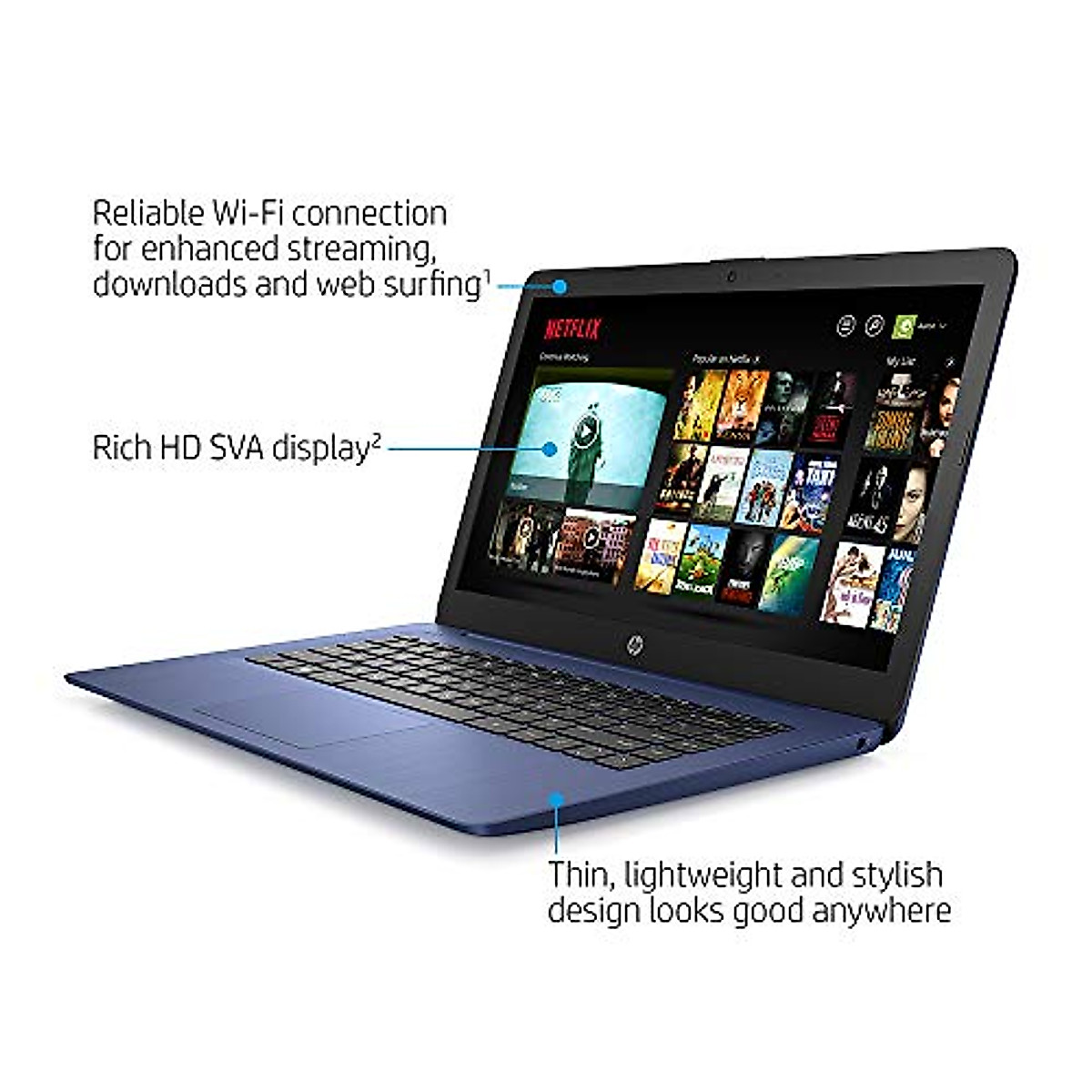 2021 HP Stream 14" HD SVA Laptop Computer, Intel Celeron N4000 Processor, 4GB RAM, 64GB eMMC Flash Memory, Webcam, 1-Year Office, Intel UHD Graphics 600, Win 10S, Royal Blue, (Renewed)