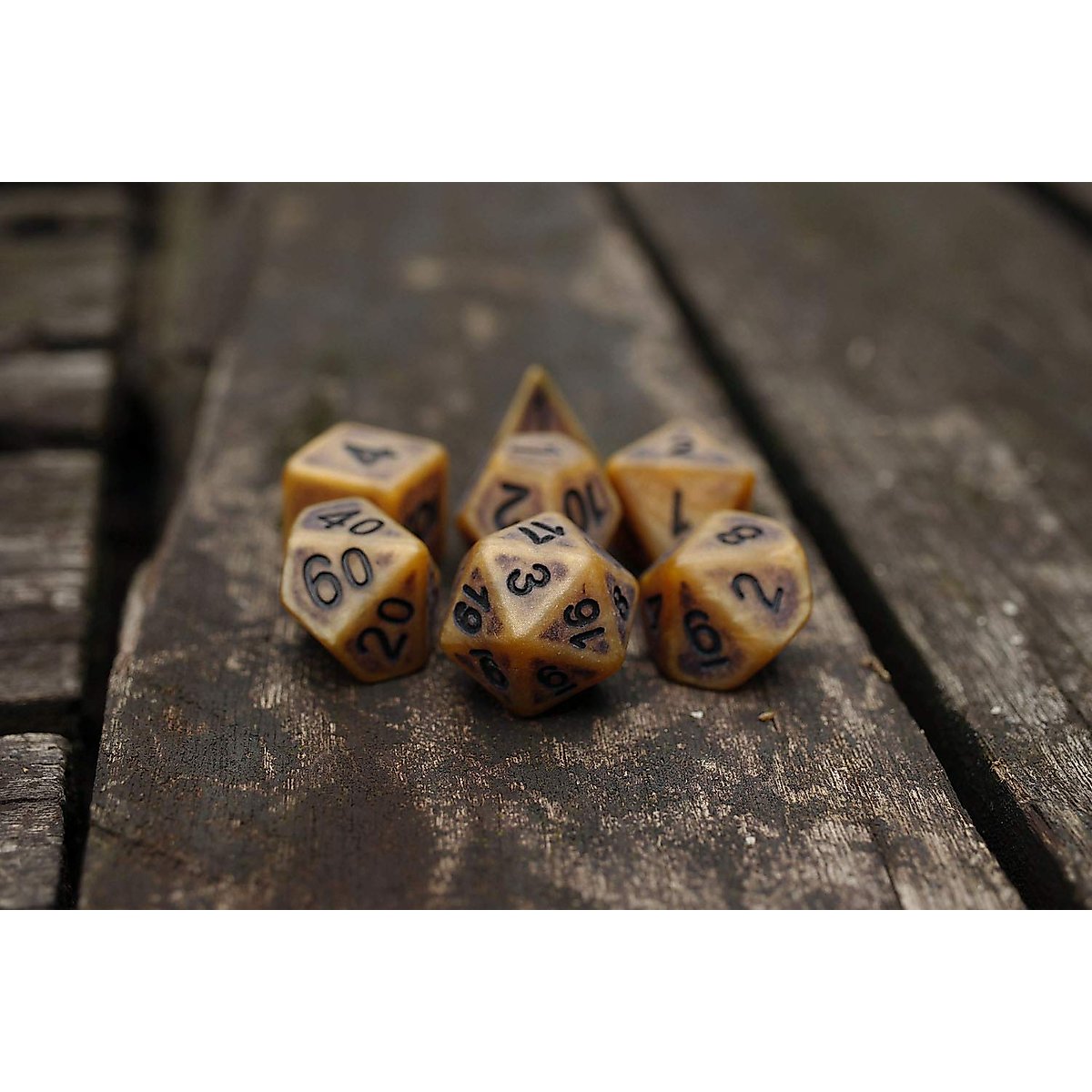 DND Dice Set Ancient RPG Dice for Dungeons and Dragons(D&D) Pathfinder MTG Tabletop Role Playing Game Polyhedral 7-Die Dice Group (Coffee Brown)