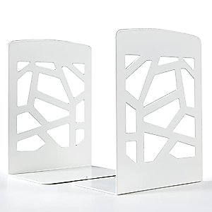 COCOMK Book Ends,Bookends for Shelves,Decorative Bookend Heavy Duty Book End for Office,Home,Black Book Holder for Kids, White
