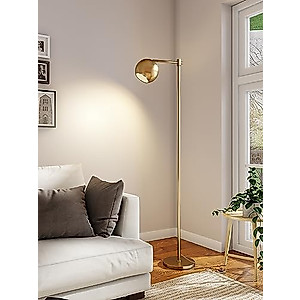 addlon Globe Gold Floor Lamp, 63 Inches Remote Control Mid Century Modern Floor Lamp with Metal Dome Shade,Antique Standing Lamp Adjustable for Living Room Reading Bedroom Home Office