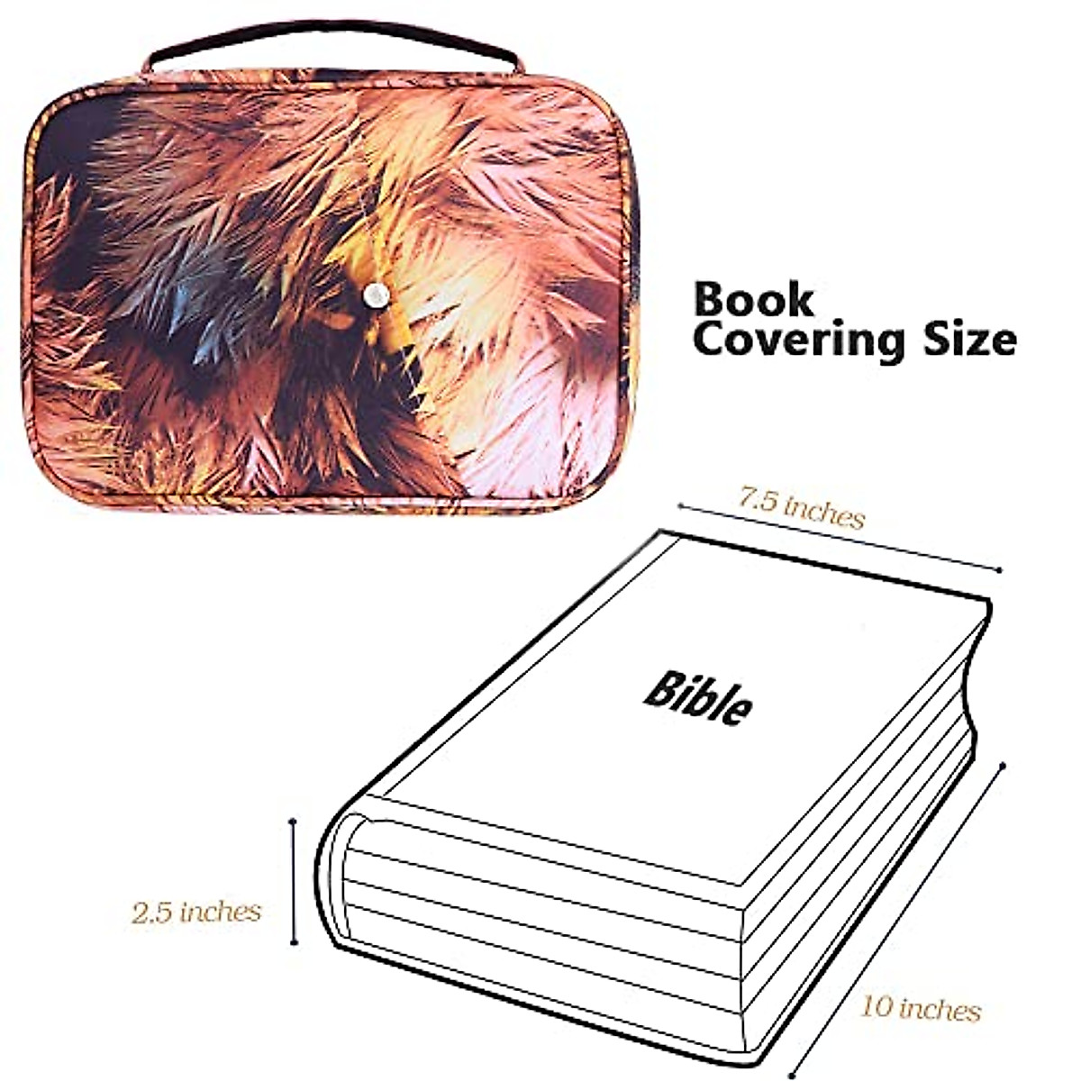 QTKJ Bible Covers for Women with Carrying Handle, Book Cover Case with Zipper Pocket Bible Cover for Mom Ladies Teens Girls, Leaf and Floral Pattern (Colorful)