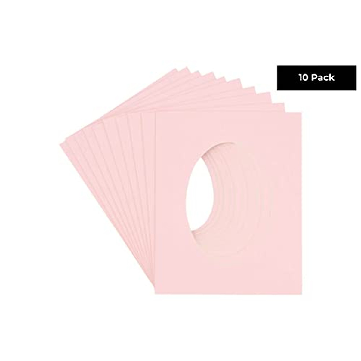 CountryArtHouse Soft Pink Acid Free 6x9 Oval Picture Frame Mat with White Core Bevel Cut for 4x5 Pictures - Fits 6x9 Frame - Pack of 10 Matboard Show Kits with Acid Free Backings & Clear Bags