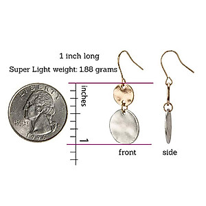 2 pairs Boho Drop Coin Earring Round Dangle Hoops Handmade Retro Geometry Earring Copper Wire Women Jewelry (Round Gold+Round Silver)