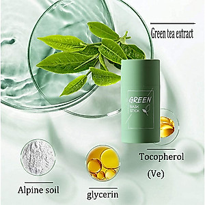 Nenrte 2pcs Green Tea Deep Cleanse Mask Stick, Green Tea Blackhead Remover Stick, Removes Blackheads Green Mask Stick for All Skin Types