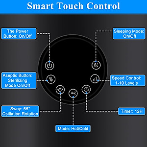 HealSmart 35-inch Space Heater Bladeless Tower Fan, Heater & Cooling Air Purifier, with Remote Control, Air Circulator Fan for Home Air Conditioner, black