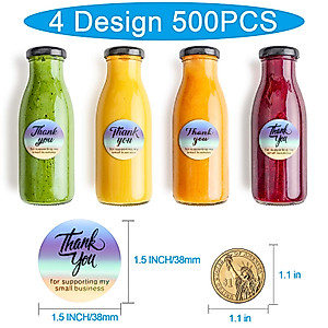 1.5" Thank You Stickers Small Business, Rainbow Designs 500pcs Label Stickers, Thank You Stickers Roll for Cookies Box, Gift Bags, Envelope Seals and Small Business Supplies