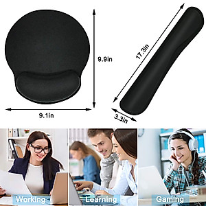 Keyboard Wrist Rest Mouse Pad Wrist Support Pads for Keyboard and Mouse, Ergonomic Memory Foam Wrist Pad for Pain Relief and Easy Typing, Arm Rest for Home & Office Laptop Computer, Black