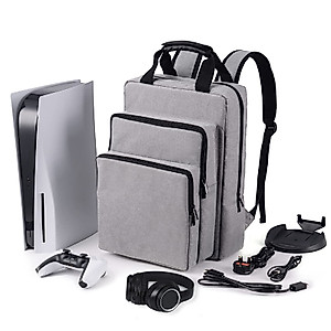 For PS5 Backpack , Compatible with Console and Playstation 5 Disk/Digital Edition, 3 Layers Capacity Travel Carrying Case Travel Storage Bag For PS5 Accessories.