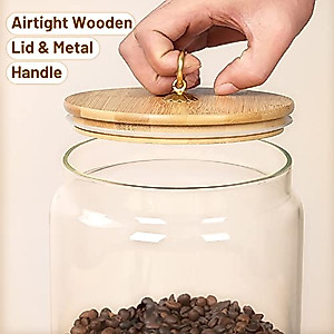 Totexil Large Glass Jars, 1 Gallon Thicken Glass Food Storage Jars with Bamboo Lids, Airtight Glass Canisters with Mental Handle, Kitchen Storage Containers for Coffee Beans, Cookie, Flour, Rice, Nuts