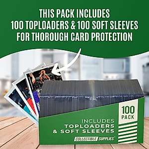 Collectible Supplies Top Loaders for Cards | 3x4 Inch Card Protectors for Collective Trading| Protective Sports Card Holder | Standard Size | Penny Soft Sleeves (100 Toploaders + 100 Penny Sleeves)