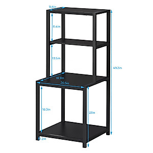 GreenForest Computer Home Office Desk with Monitor Stand and Storage Shelves on Left or Right Side, Printer Stand with Storage Shelf, 49.2 inch Large Tall 4 Tier Printer Table for Home Office Organiza