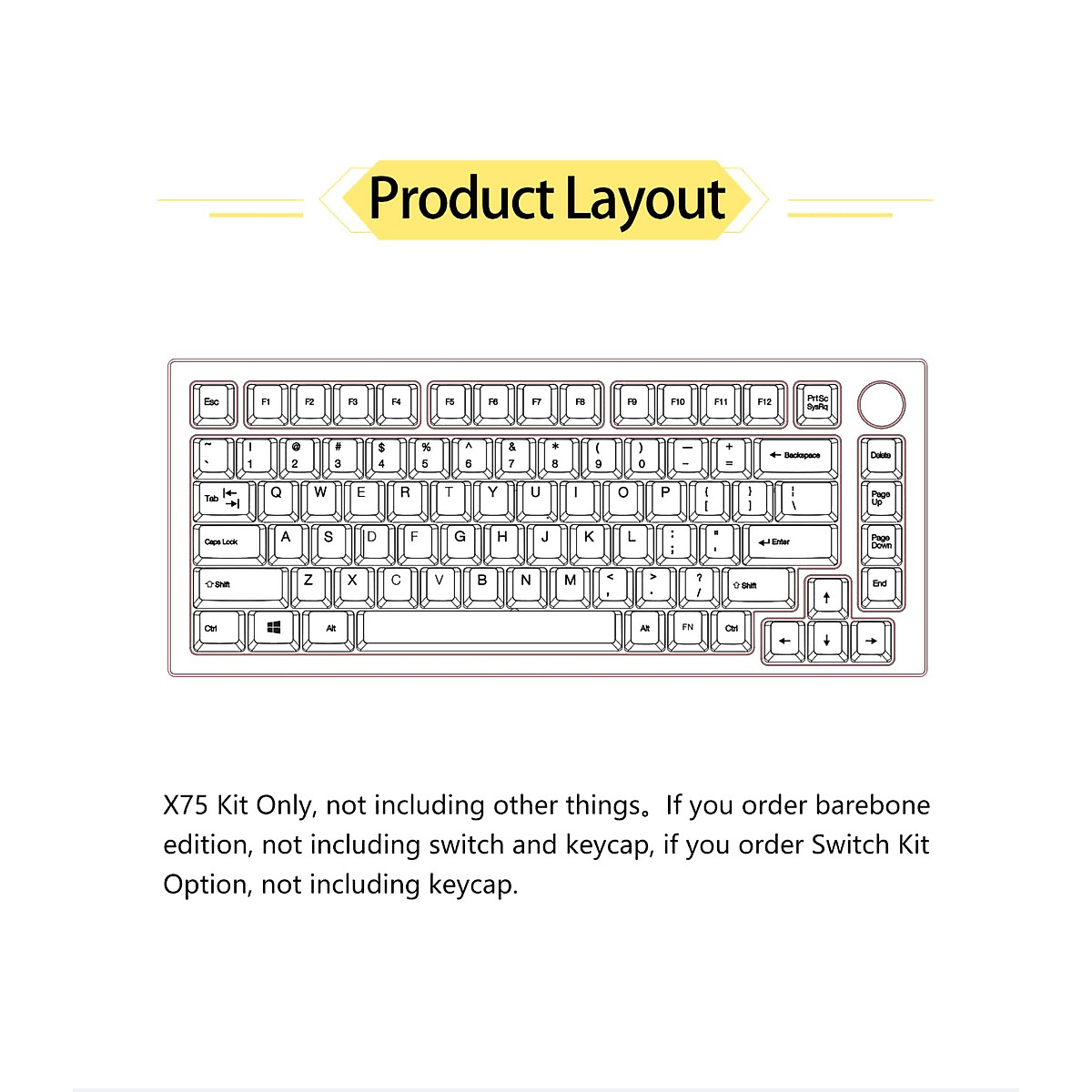 KPREPUBLIC NextTime X75 75% Gasket Mechanical Keyboard kit PCB Hot Swappable Switch Lighting effects RGB switch led type c Next Time 75 (X75 White Barebone Kit x1)