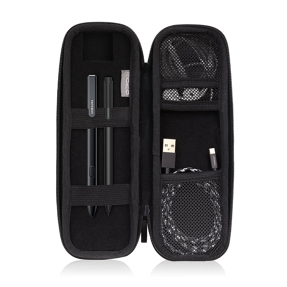 MoKo Pencil Holder Case for Apple Pencil 2nd/1st, PU Leather Case Fit for Apple Pen Accessories, Samsung, Huawei, USB Cable, Earphone Easy Carrying Case Bag,Black