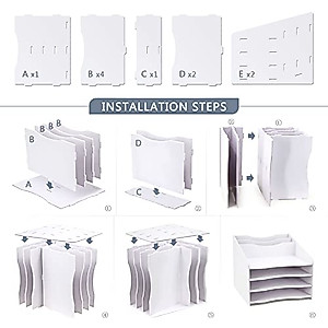 SONGWAY Desk File Organizer and Accessories Storage - Desktop Organizer with Horizontal and Vertical File Folder Holders, Letter Mail Sorter, 4 Tier Paper Organizer for Desk Home Office School