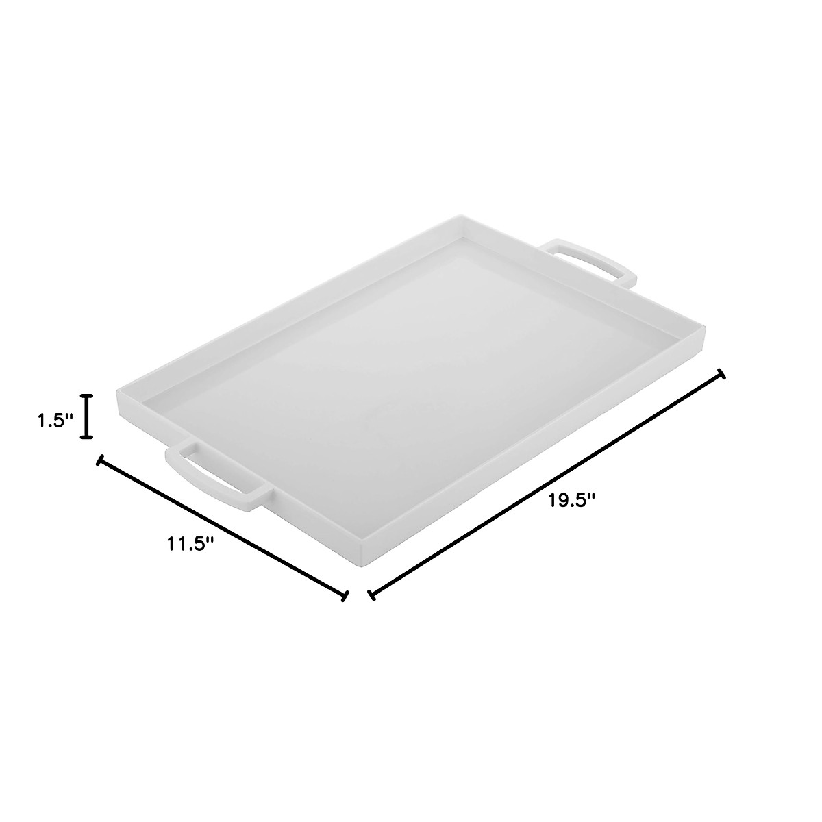 Zak Designs, White Large Rectangle Meeme Melamine Serving Tray, Easy to Hold with Modular Design, Perfect Kitchen Dinnerware for Indoor/Outdoor Activities