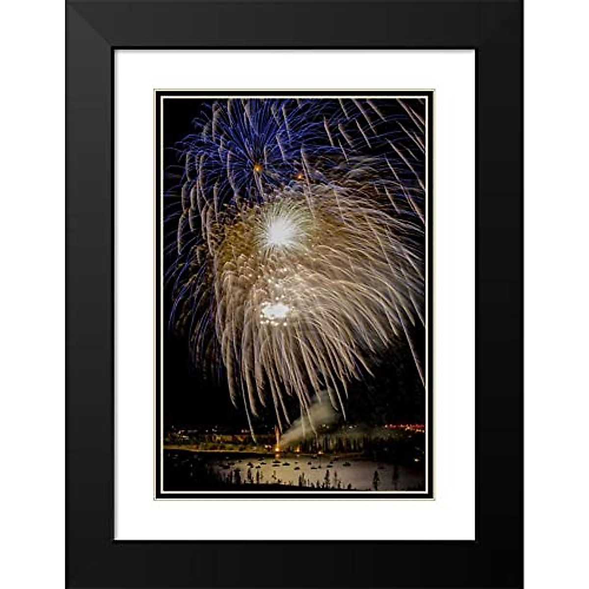 ArtDirect Colorado, Frisco Fireworks Display on July 4th XVII 13x18 Black Modern Wood Framed with Double Matting Museum Art Print by Lord, Fred