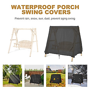 boyspringg Outdoor Swing Cover, A Frame Swing Cover 72x67x55 Inches, Patio Swing Cover Waterproof for Outdoor Furniture (Black)