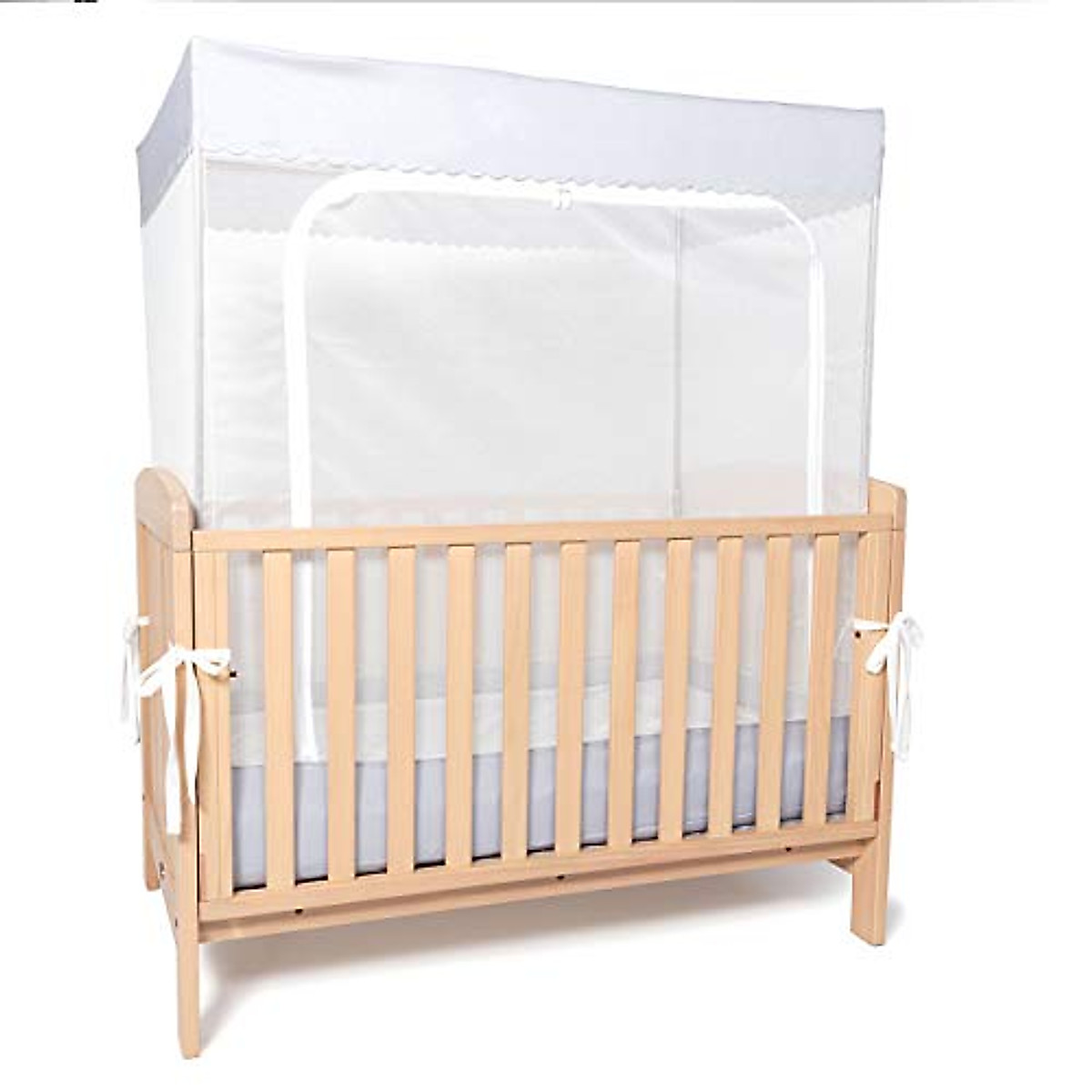 YeTrini Crib Safety Tent,See Through Mesh Crib Netting Mosquito Nets Sturdy Crib Cover to Keep Toddler from Climbing Out,to Keep Cats Out,to Keep Baby in-Gray