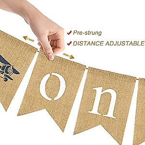 Jute Burlap Airplane Theme One High Chair Banner Boy 1st Birthday Party Highchair Decoraiton