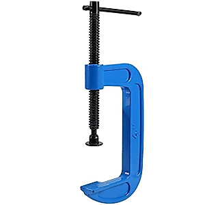 4 Inches C-Clamp Set, JEUIHAU 6 Pack Heavy Duty Malleable C Clamp, Blue Power Coated C Clamp for Woodworking, Welding and Building