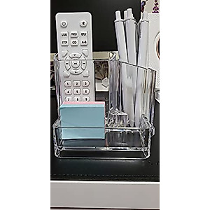 Cq acrylic Pen and Pencil Holders Cups Business Card Holder Box Office Supplies Desktop Organizer Storage,5.4x3.8x4.4 inch Pack of 1