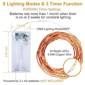 innolife 6 Pack LED Fairy String Lights Battery Operated with Remote Control & Timer, 10 Ft 30 LED Copper Wire Twinkle Lights for Bedroom Christmas Wedding Party Indoor Outdoor Decoration