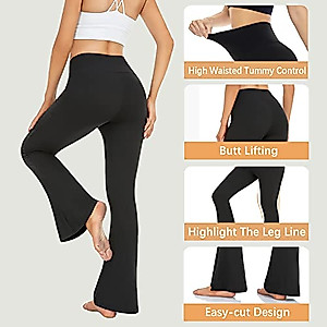 GROTEEN Women's Flare Leggings-Bootcut Yoga Pants for Women High Waisted Workout Bootleg Work Pants Dress Pants Black