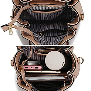 MKF Crossbody Satchel Bags for Women – PU Leather Shoulder Pocketbook Handbag – Lady Top Handle Tote Purse Taupe