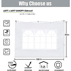 SCOCANOPY 2PCS SideWall with Window for 8x8 Canopy Frame (White)