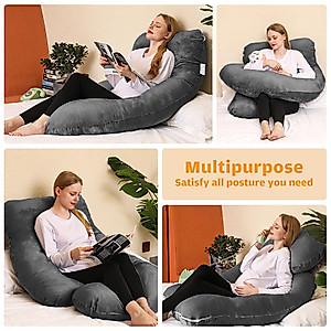 Chilling Home Pregnancy Pillows for Sleeping, U Shaped Body Pillow 2-in-1 Pregnant Pillows for Sleeping Full Body Pillow, Pregnancy Must Haves Maternity Pillows 55 inch Pregnancy Body Pillow