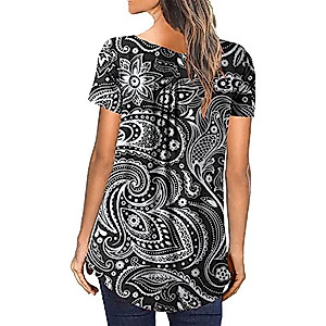 Corset Tops for Women Women's Tops Plus Size Hide Belly Tunic 2023 Summer Short Sleeve T Shirts Henley Cute Tshirts Dressy Casual Blouses Lantern Sleeve Dress
