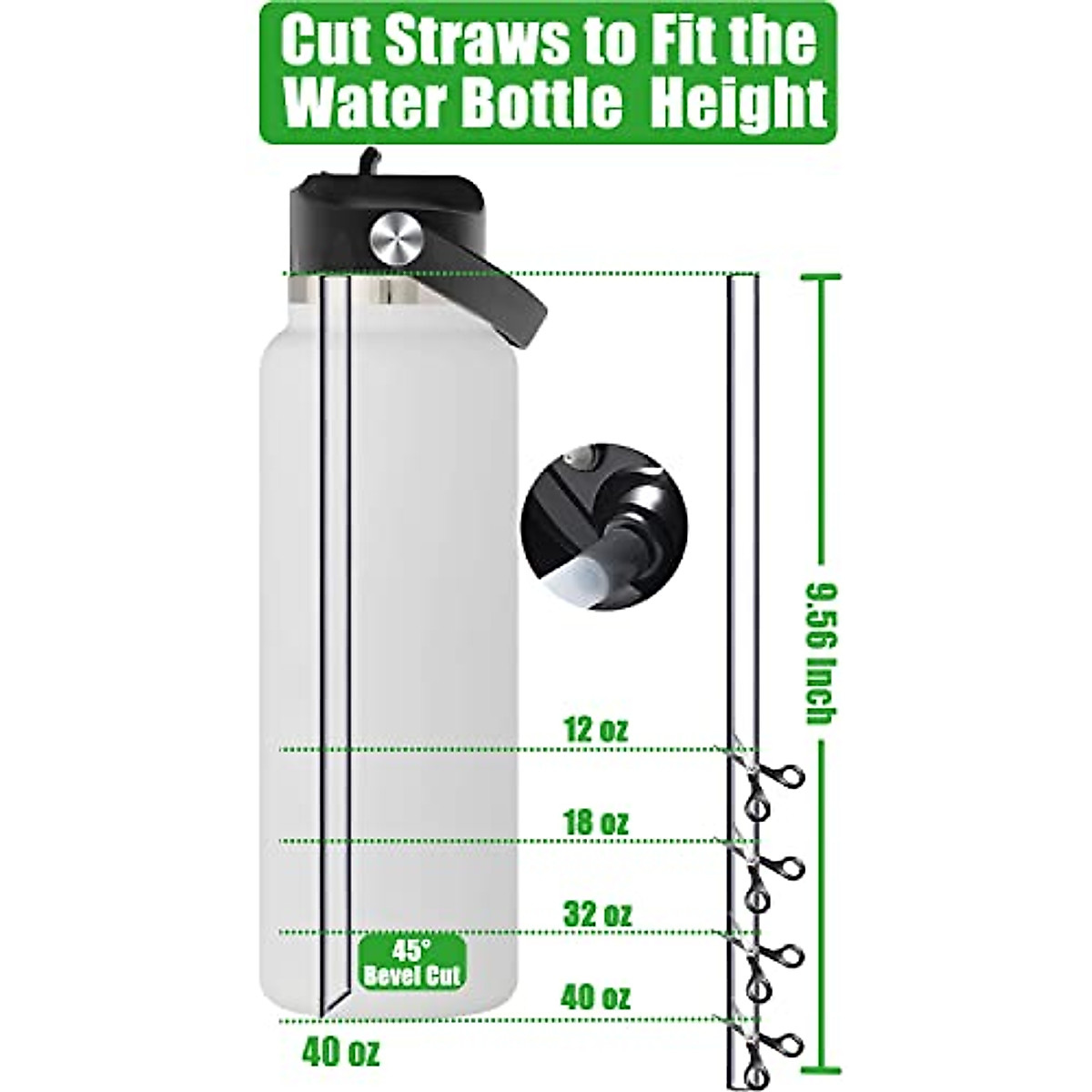 Upgraded Straw Lids for Thermoflask, Simple Modern, Iron Flask Lid Replacement, High Flow Bite Valve and Flex Handle for Hydro Flask Straw Lid Top Cap Replacement, Black&Teal