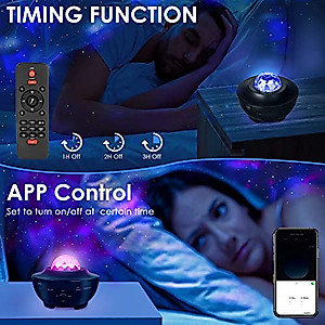 Galaxy Projector for Kids, LED Star Projector Star Lights with Remote Control, Night Light Compatible with Alexa&Google Bluetooth Speaker, Nebula Projector with Ocean Wave, Christmas Gift for Kids