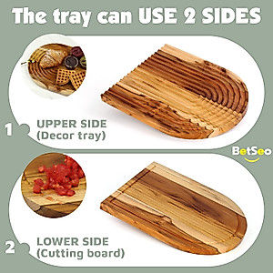Decorative Wooden Teak Charcuterie Board, Wooden Serving Boards for Kitchen Home Decor, Coffee Table Tray, Breakfast Dinner Party, Bead Boards Jewelry Making (the Arch Shape/Grooved)