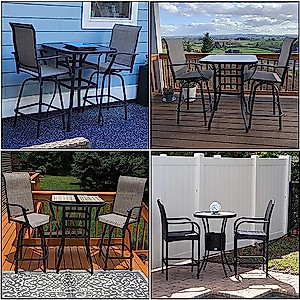3 Piece Bar Height Outdoor Dining Set Cover Waterproof Heavy Duty Patio Bistro Table and Chairs Cover, 69" L x 32" W x 46" H