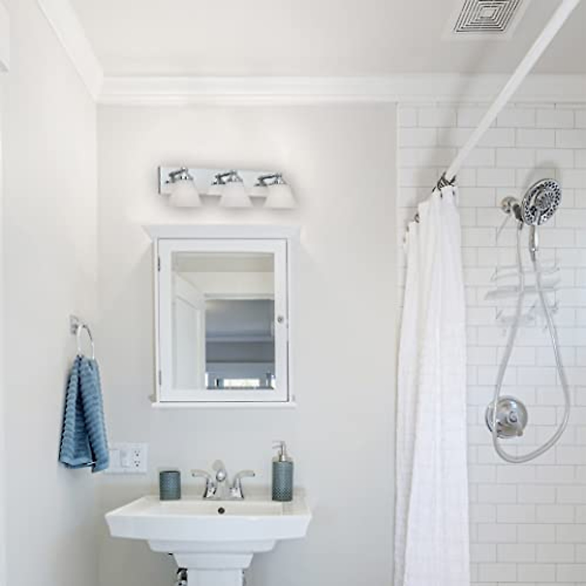 Designers Fountain 6493-CH Hudson 3 Bathroom Vanity Light Fixture, Chrome