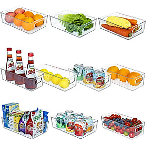 shopwithgreen Refrigerator Organizer Bins with Pull-out Drawer, Drawable Clear Fridge Drawer Organizer with Handle, Plastic Kitchen Pantry Storage Containers
