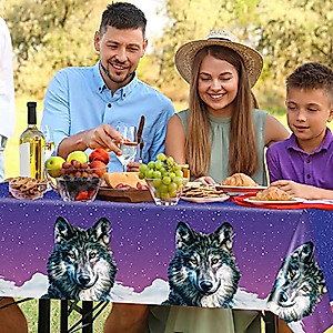 gisgfim 3pcs Wolf Party Table Covers Plastic Tablecloth, Wolf Disposable Party Supplies Favors Boys Girls Birthday Party Decorations