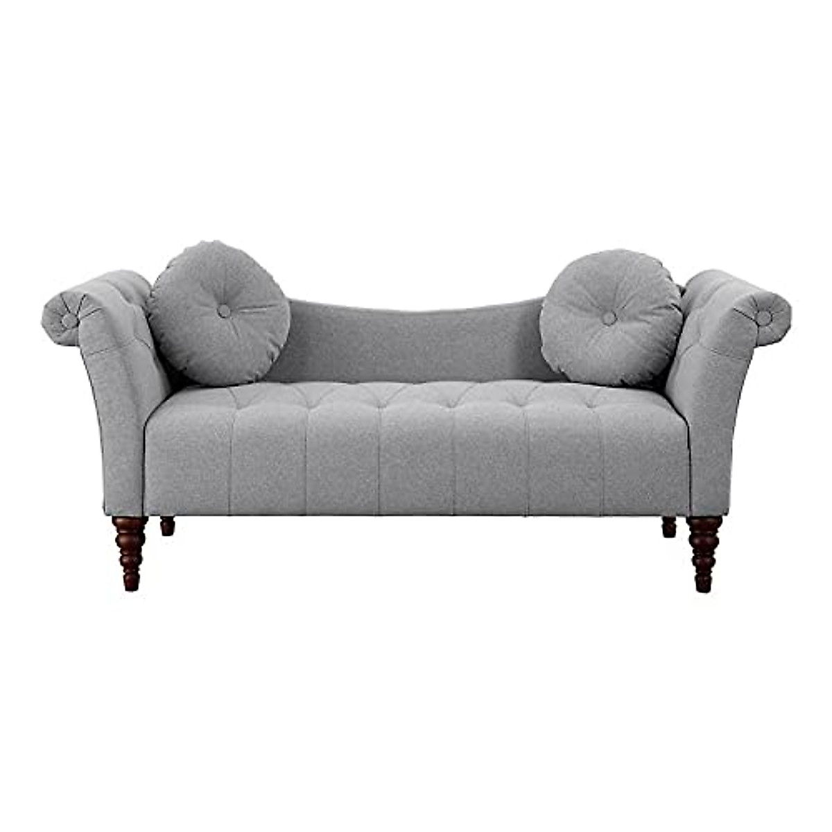Pemberly Row 75" Traditional Fabric Settee with 2 Pillows in Dove Gray