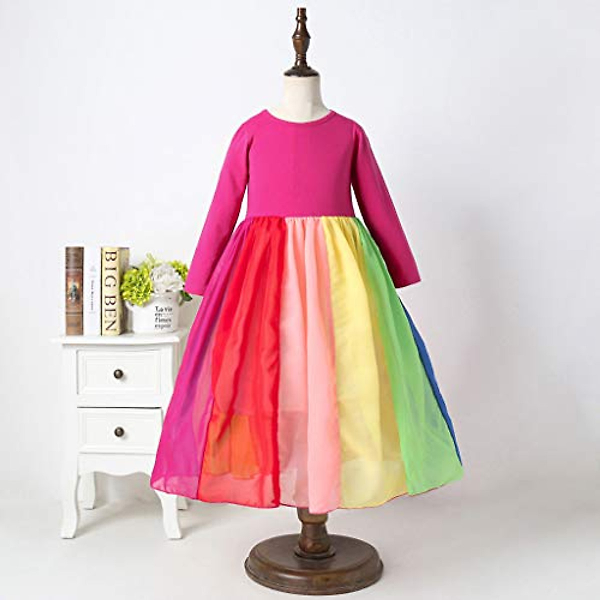 Kids Baby Toddler Girls Princess Dress Rainbow Splice Pageant Gown Birthday Party Dresses for 1-5 Years Old (2-3 Years Old, Hot Pink)