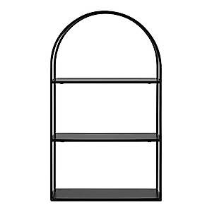 Kate and Laurel Monroe Modern Arched Wall Shelf, 18 x 31, Black, Decorative 3 Tier Floating Wall Shelves with Contemporary Finish and Robust Storage Capacity