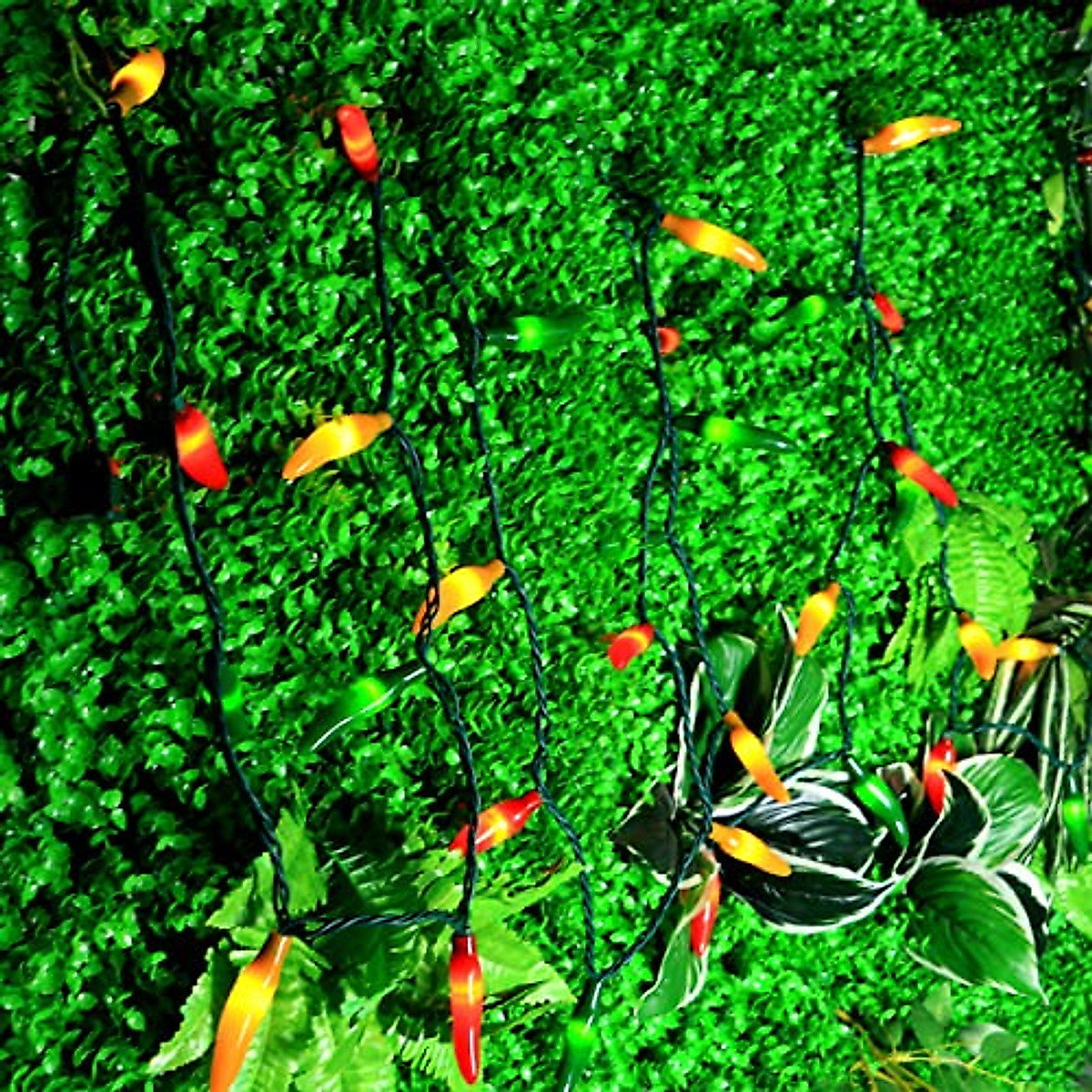 LUCKY SHINE 18 FT Chili Pepper Lights, Red Green and Yellow LED Home Decorations Lights String, for Kitchen, Patio, Window, Living Room, Garden.