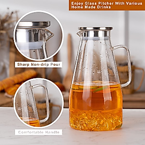 3 Quart Glass Pitcher with Lid,96 oz -Iced Tea Pitcher, Juice, Milk, Coffee, Lemonade - Borosilicate Boiling Glassware - Hot & Cold Beverages Christmas Gift,New Year Gift
