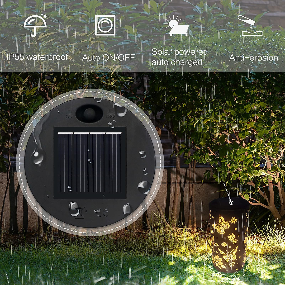 Solar Lights Replacement Top 2 Pack for Outdoor Hanging Lanterns(3.3inch) Use for Outdoor Hanging Lanterns Garden Patio Table Decor