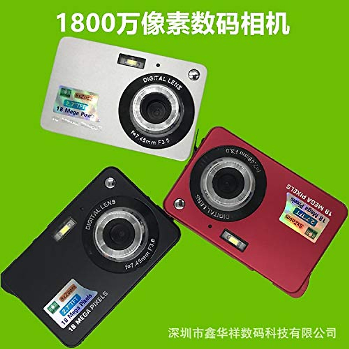Explopur Digital Camera Mini Pocket Camera 18MP 2.7 Inch LCD S n 8X Zoom Smile Capture Anti-Shake with Battery
